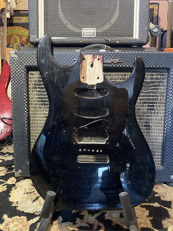 Unknown Super Strat Style Replacement Body Unloaded - Black | Reverb
