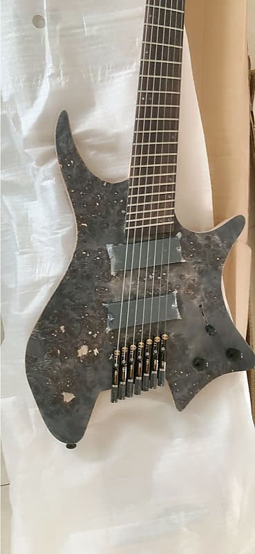 Custom 7 String Fanned Frets Headless Guitar, Maple Neck, | Reverb