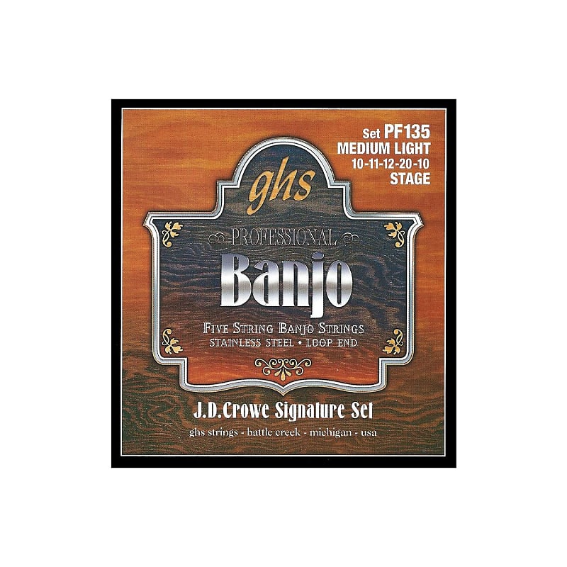 GHS JD Crowe Stage Signature 5-String Banjo Set, Medium Light | Reverb