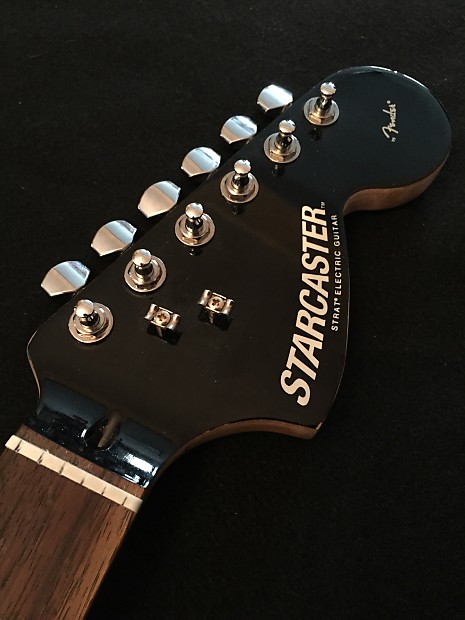 Fender Starcaster neck w Black large 70's style headstock | Reverb