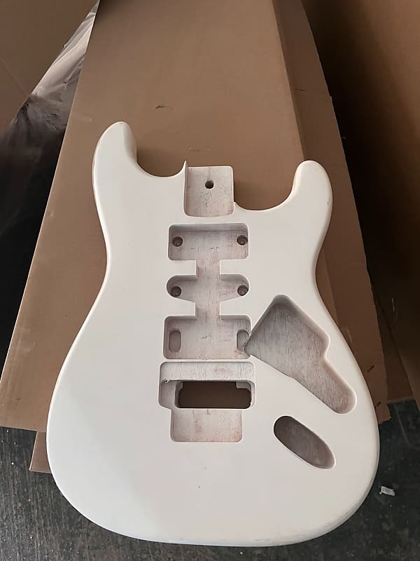 White Strat Style Solid Guitar Body with Double Locking | Reverb