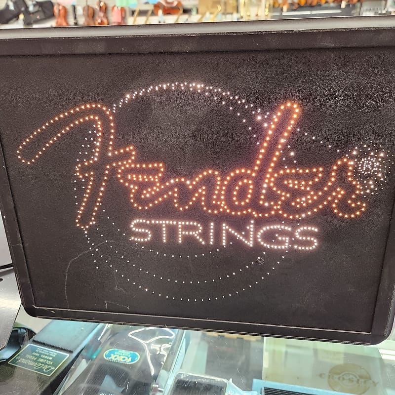 Fender Sign Fiberoptics string sign 25 years old man cave art | Reverb
