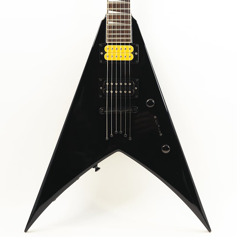 Jackson King V Black w/ Pearloid Sharkfin Inlays, String | Reverb