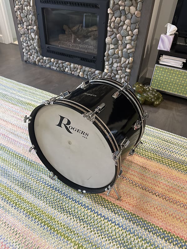 70’s ROGERS 20” x 14” Black Virgin Bass Drum | Reverb