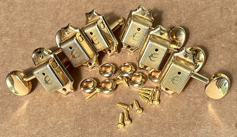 Epiphone- Vintage style tuners, 3 x 3, gold metal buttons | Reverb