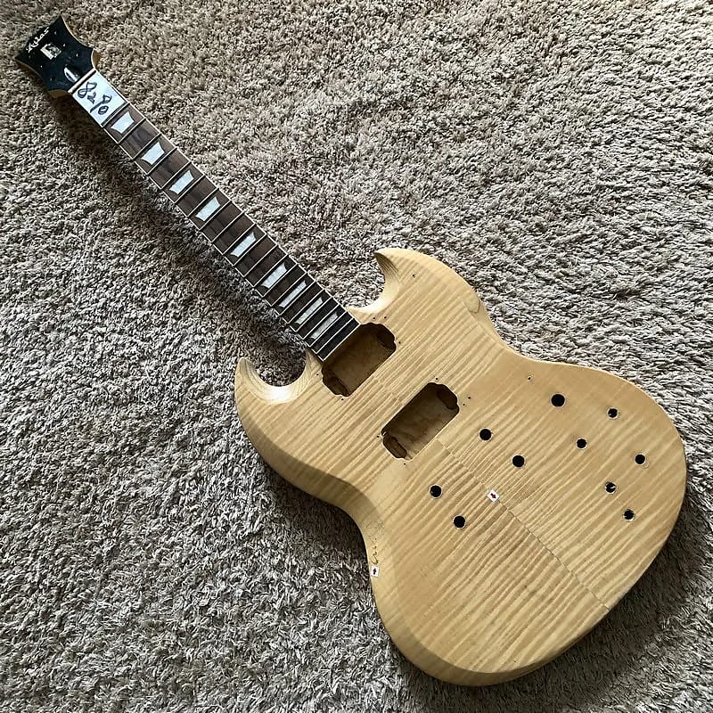Tiger Maple Top SG Style Guitar Body with Maple Neck, | Reverb
