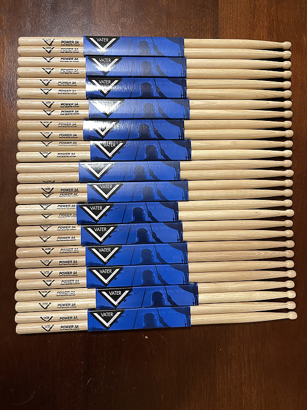 Vater 3A Power Hickory Wood Tip Drum Sticks - 14 PAIRS BUNDLE | Reverb