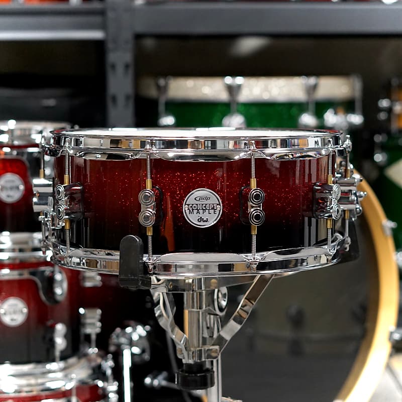 PDP Concept Maple Snare Drum - Red to Black Fade - 14" x 5.5" | Reverb