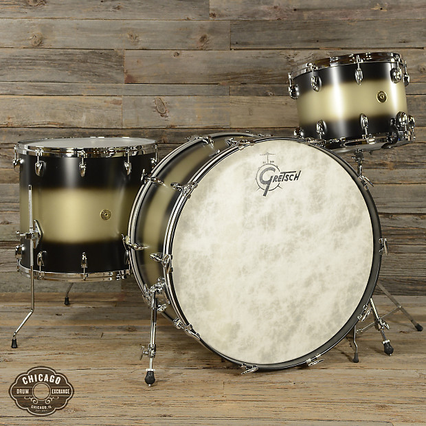 Gretsch USA Custom 14/18/26 3pc. Drum Kit Black/Gold Satin | Reverb