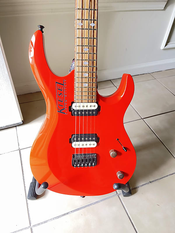 Kiesel Aries A6H Racing Orange zebrawood fretboard | Reverb