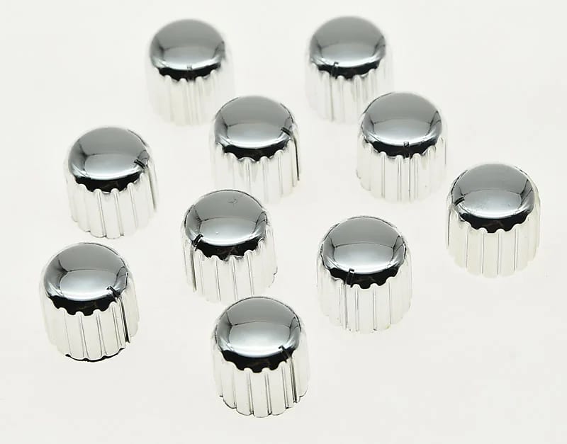 10 Piece Silver Guitar Amplifier AMP Knurled Knobs Pointers | Reverb