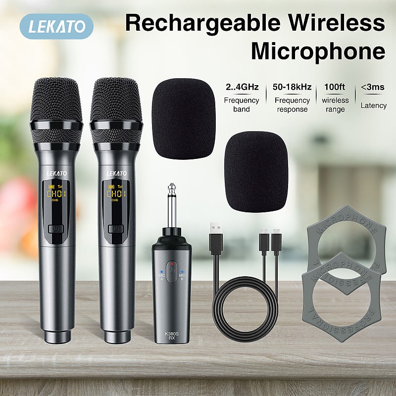 2X UHF Wireless Handheld Microphone System Rechargeable | Reverb