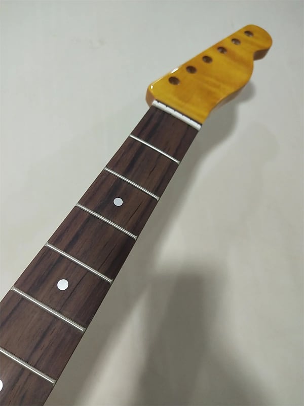 Glossy Yellow Flamed Tiger Maple Telecaster Tele Style Guitar | Reverb