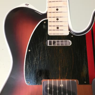 Rusted Relic Telecaster guard black paint w/metallic red | Reverb