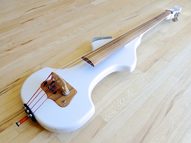 1995 Azola Minibass Upright Electric Bass White w/ Peizo | Reverb