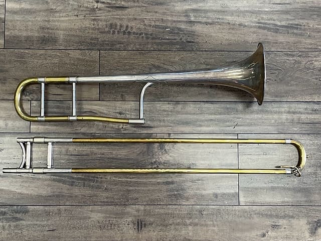 King Silver Tone Medium Bore Low Pitch Trombone 1920's | Reverb