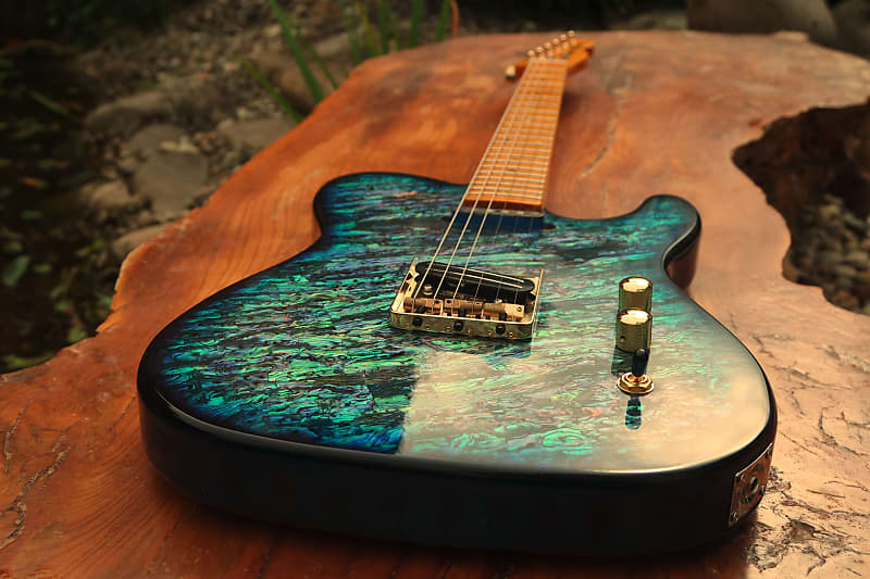Pearlvibe tele real full abalone top Blue Bayou vintage | Reverb