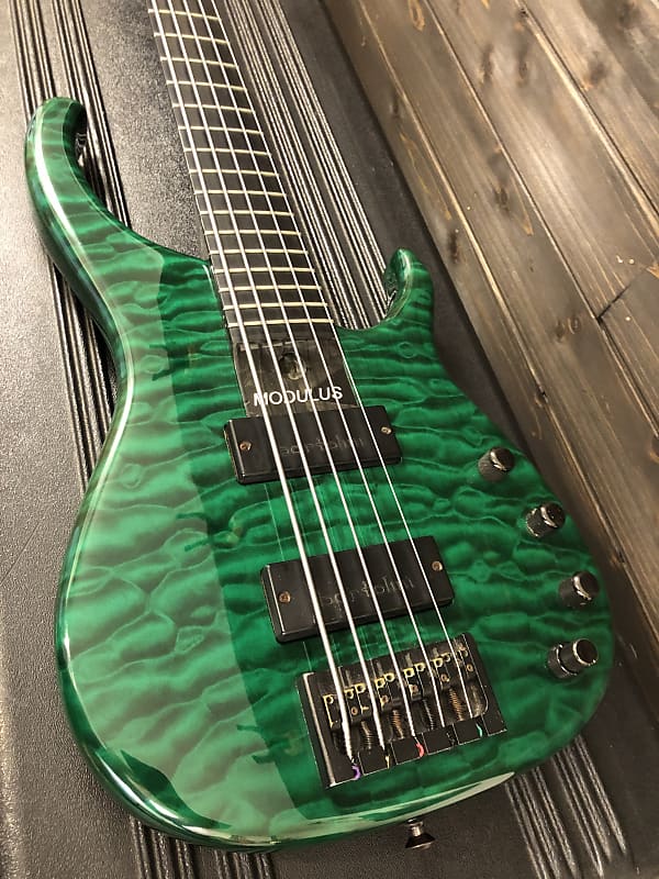 Modulus Quantum 5 Q 5 string bass 2005 Transparent Green 5A | Reverb