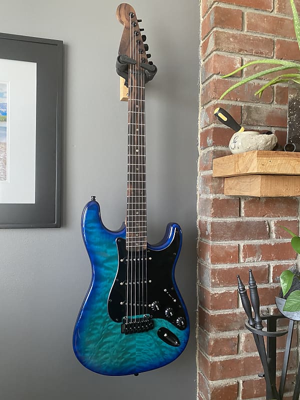 Warmoth Stratocaster loaded BODY ONLY !!!Quilted Maple Blue | Reverb