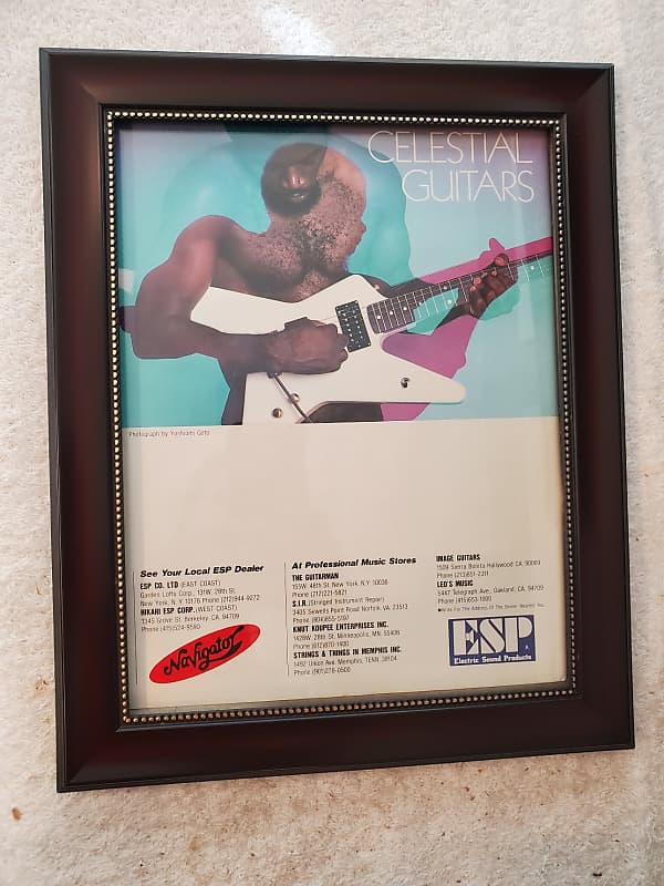 1982 ESP Guitars Color Promotional Ad Framed ESP Explorer | Reverb