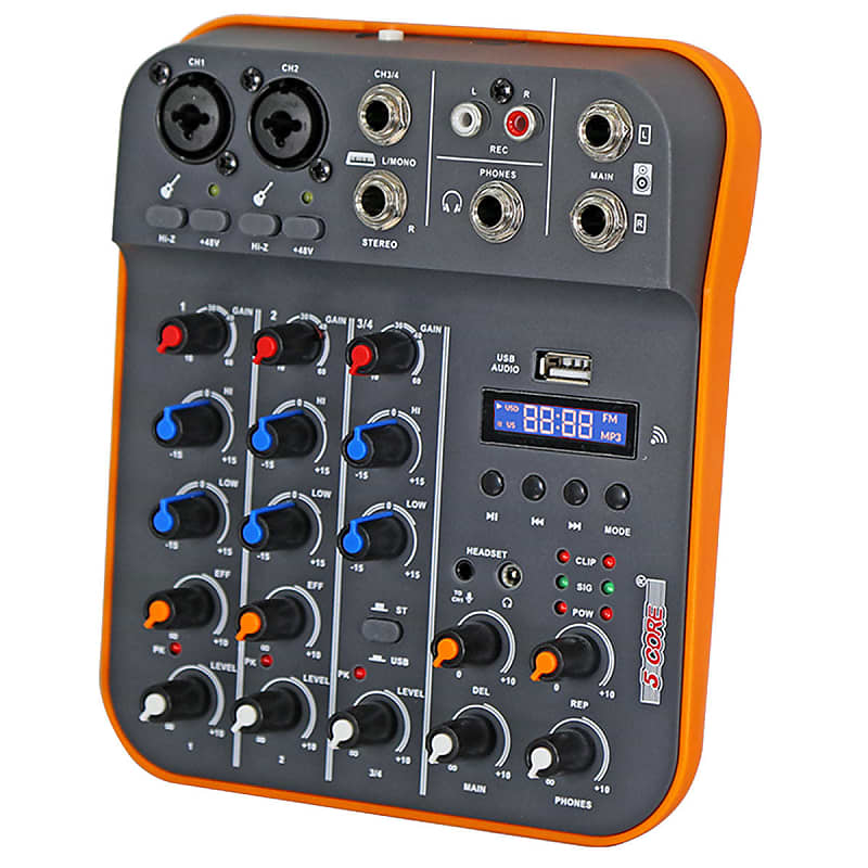 5 Core Audio Interface Mixer 4 Channel PC XLR Bluetooth USB | Reverb