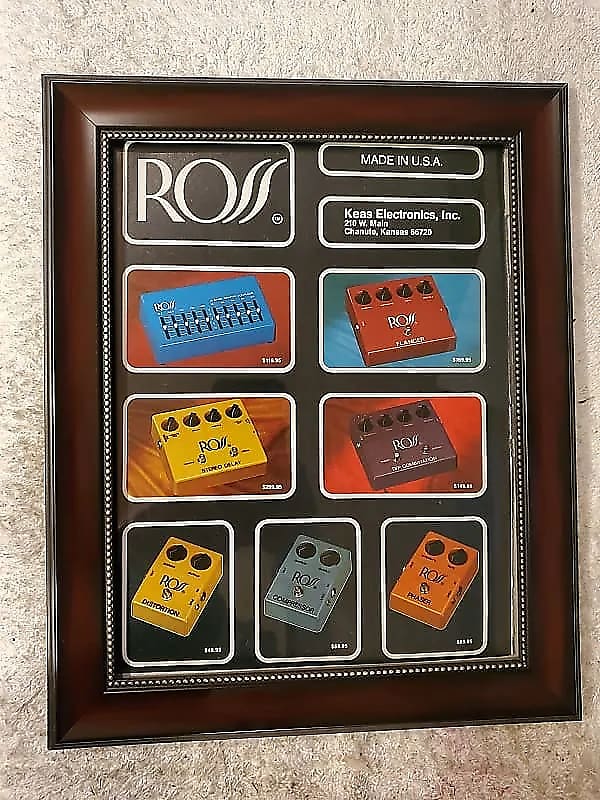 1979 Ross Pedals USA Color Promotional Ad Framed Complete | Reverb