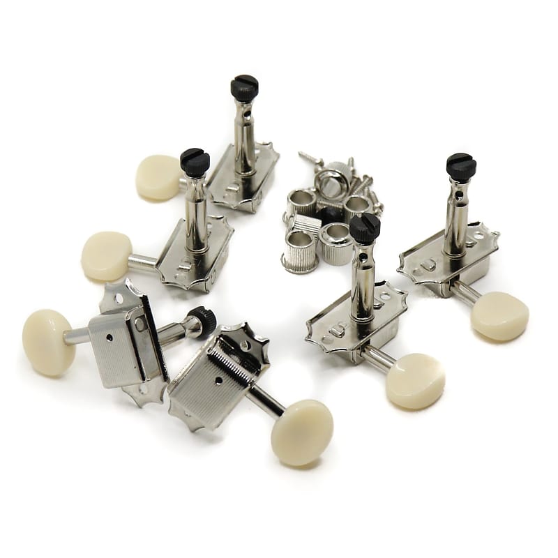MannMade USA Vintage Style Locking Tuner Set - Nickel, Cream | Reverb
