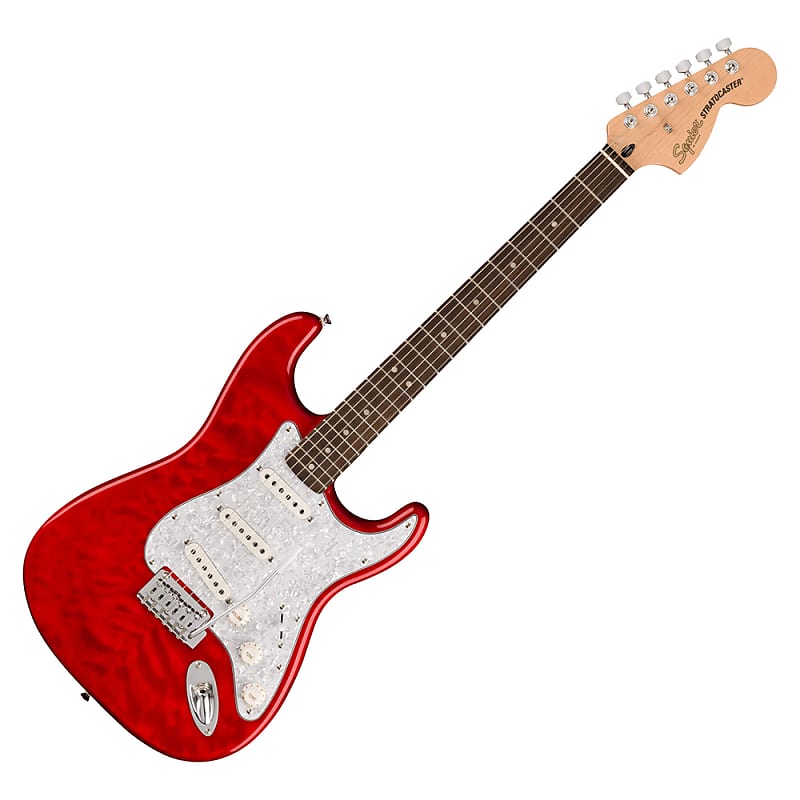 Squier FSR Affinity Series Stratocaster QMT - Crimson Red | Reverb