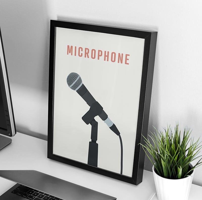 Microphone Print - Dynamic Stage Mic, Shure SM58, Vocalist | Reverb