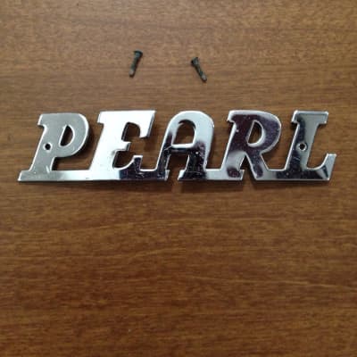 Pearl Script Drum Badge 1960's Chrome | Reverb