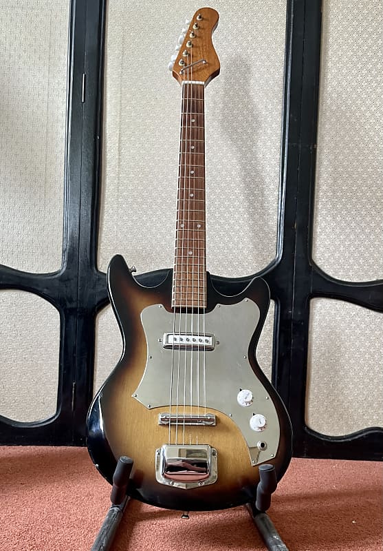 Vintage 60s/70s Guitar. Probably Teisco. Chrome Scratchplate. | Reverb