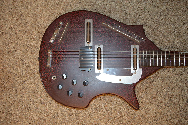 Rouge Electric Sitar Red Crackle great shape with Harp | Reverb