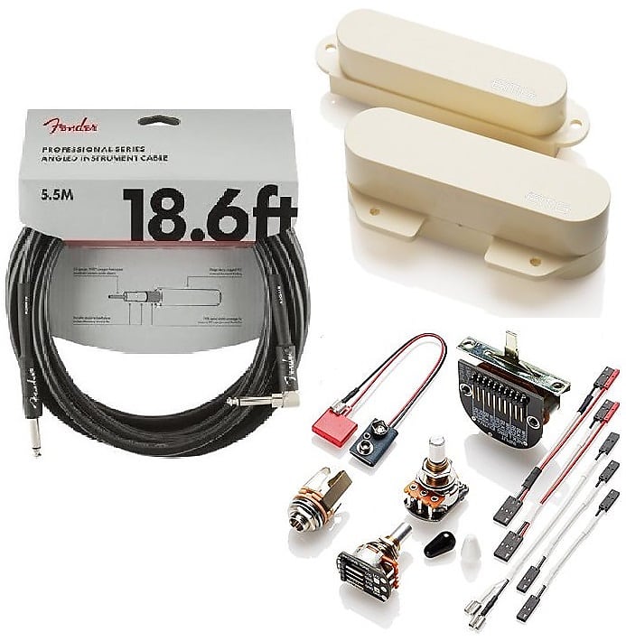 EMG T SET IVORY 2 ACTIVE TELE PICKUPS FT & RT SWITCH, POTS & | Reverb