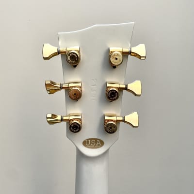 Dunable Minotaur Pearl White w/ Colorshift Gold Pickguard | Reverb