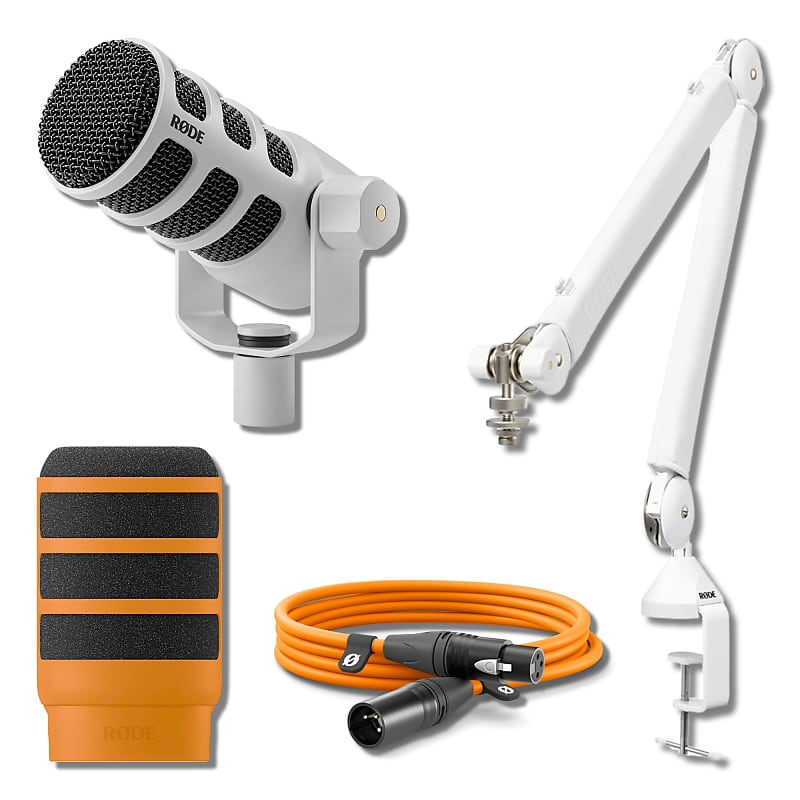 Rode PodMic USB Dynamic Broadcast Microphone (White) with | Reverb