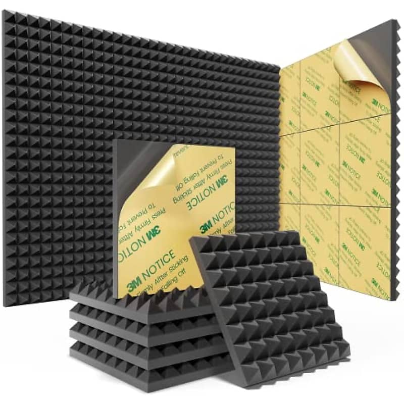 12 Pack Pyramid Sound Proof Black Foam Panels with | Reverb