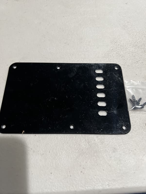 Allparts Stratocaster Black back plate with mount screws | Reverb