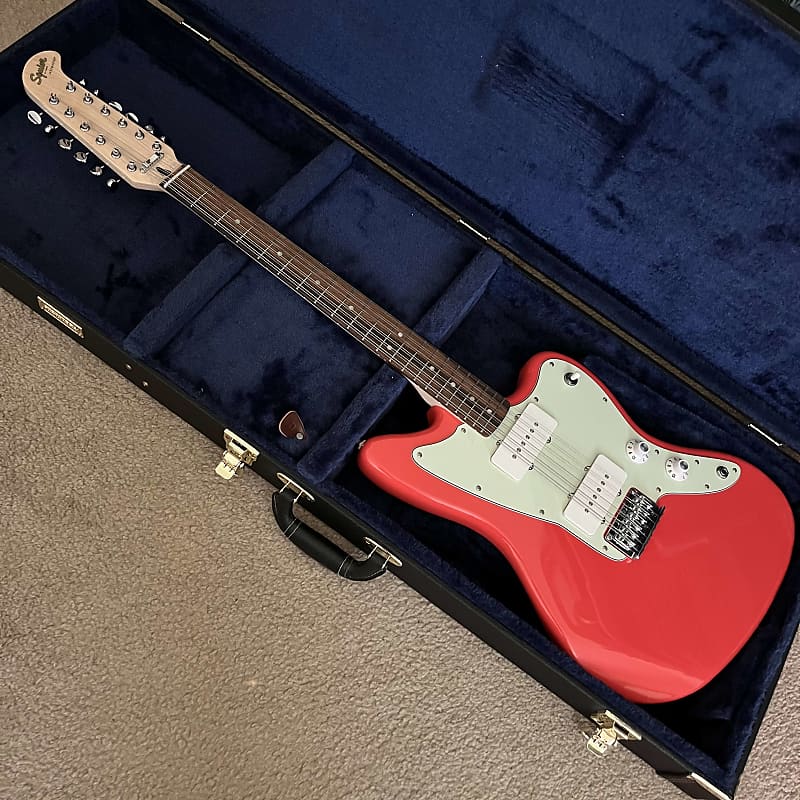 Squier Paranormal Jazzmaster XII W/Hardshell Case Fiesta Red | Reverb