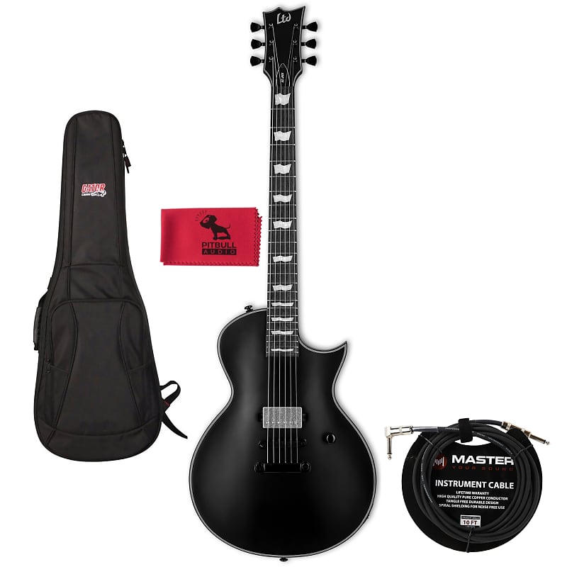 ESP LTD Eclipse EC-201 Guitar, Black Satin w/ Bag, Cable, | Reverb