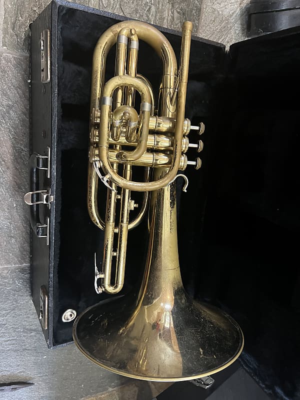 Bach Mellophone, with case and mouthpiece, Gold. USA | Reverb