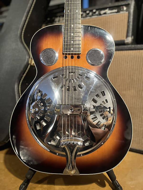 Regal Round Neck Resonator Guitar Sunburst W/HSC | Reverb