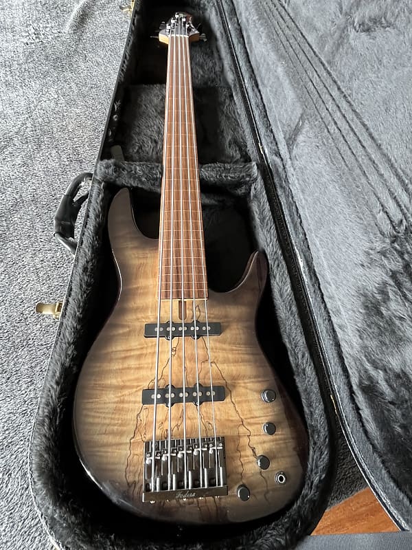 Fodera NYC Fretless 5 strings 2000 - transparent burst | Reverb