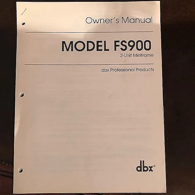 DBX FS900 Manual | Reverb