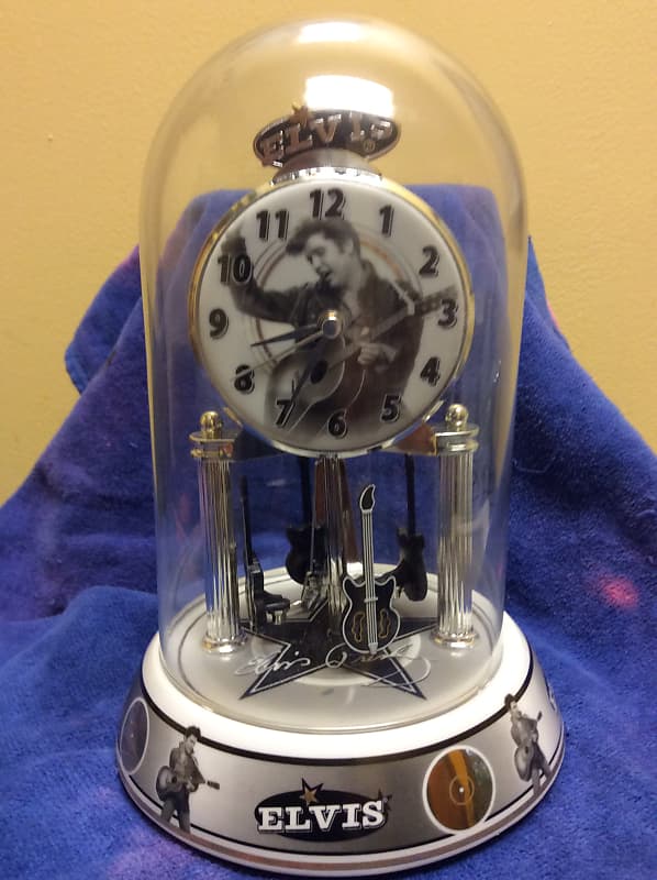 Elvis Presley Rotating Guitar Clock!!! Fun Piece!!!! Clear, | Reverb