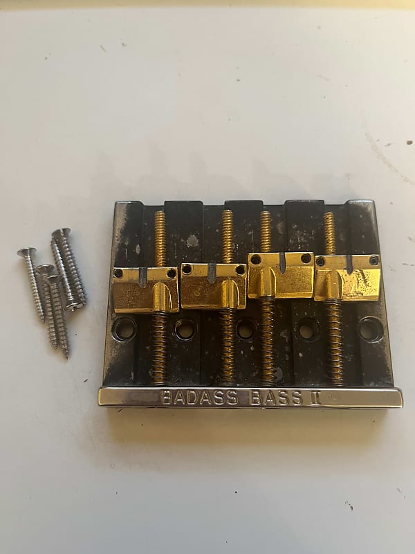 1980’s Original Leo Quan Badass Bass II Bridge Black Gold 2 | Reverb