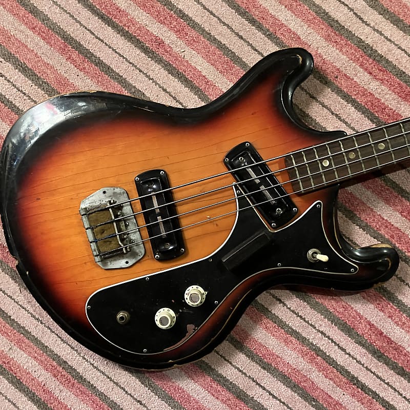 1966 Teisco BL-2 Mosrite Style Short Scale Bass Guitar Japan | Reverb