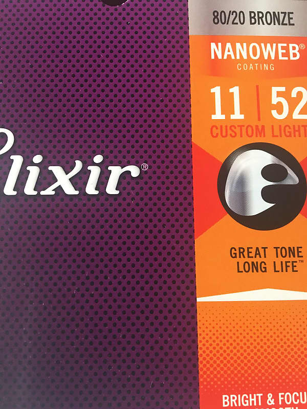 Elixir 11027 11 52 Acoustic guitar strings Nanoweb | Reverb Australia