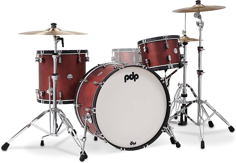 PDP Classic 3-Pc Drum Kit Set 24" Bass - Deep Red w/ Ebony | Reverb