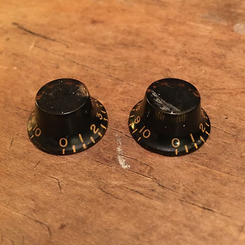 2 Vintage Gibson Black Bonnet Knobs Les Paul Jr. Junior | Reverb