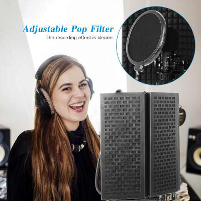 Studio Recording Microphone Isolation Shield with Pop Filter | Reverb